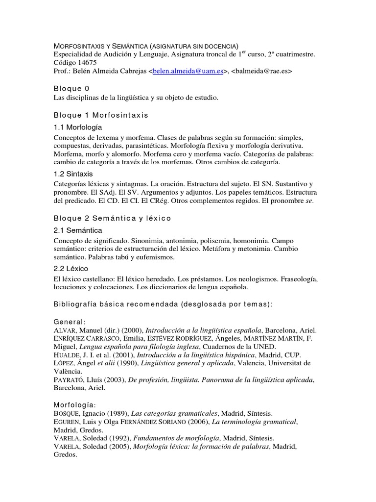 AYL Morfosintaxis y Semantica | PDF | Palabra | Morfología (Lingüística)