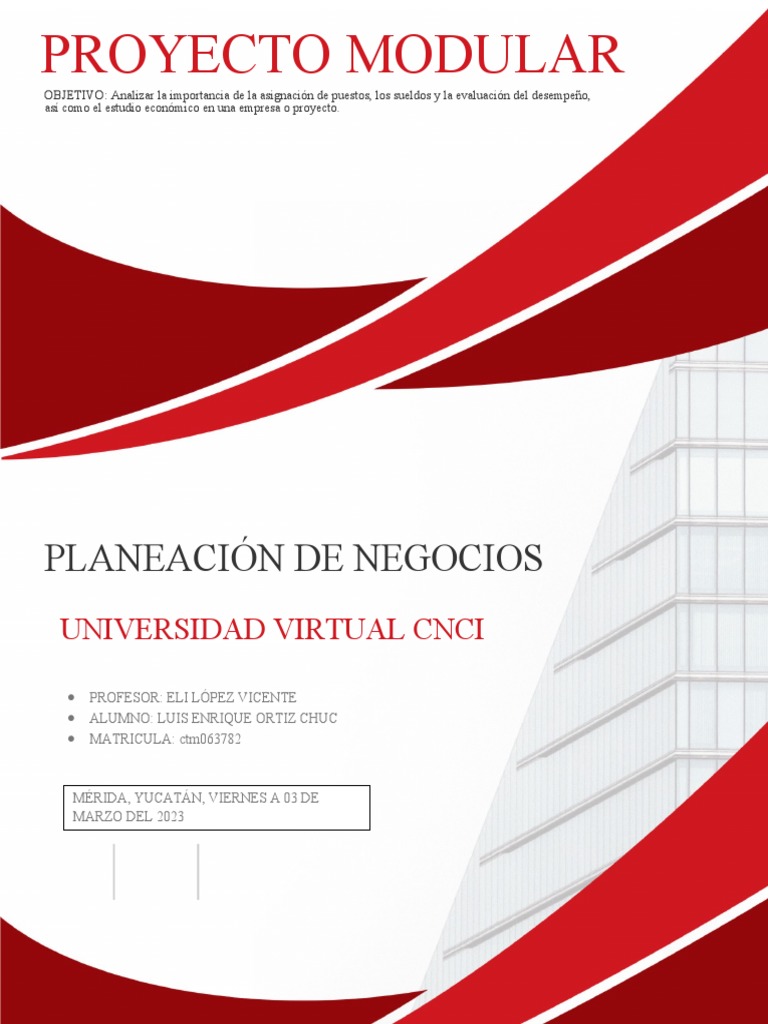 PROYECTO MODULAR PLANEACIÓN DE NEGOCIOS | PDF | Gestión de recursos ...