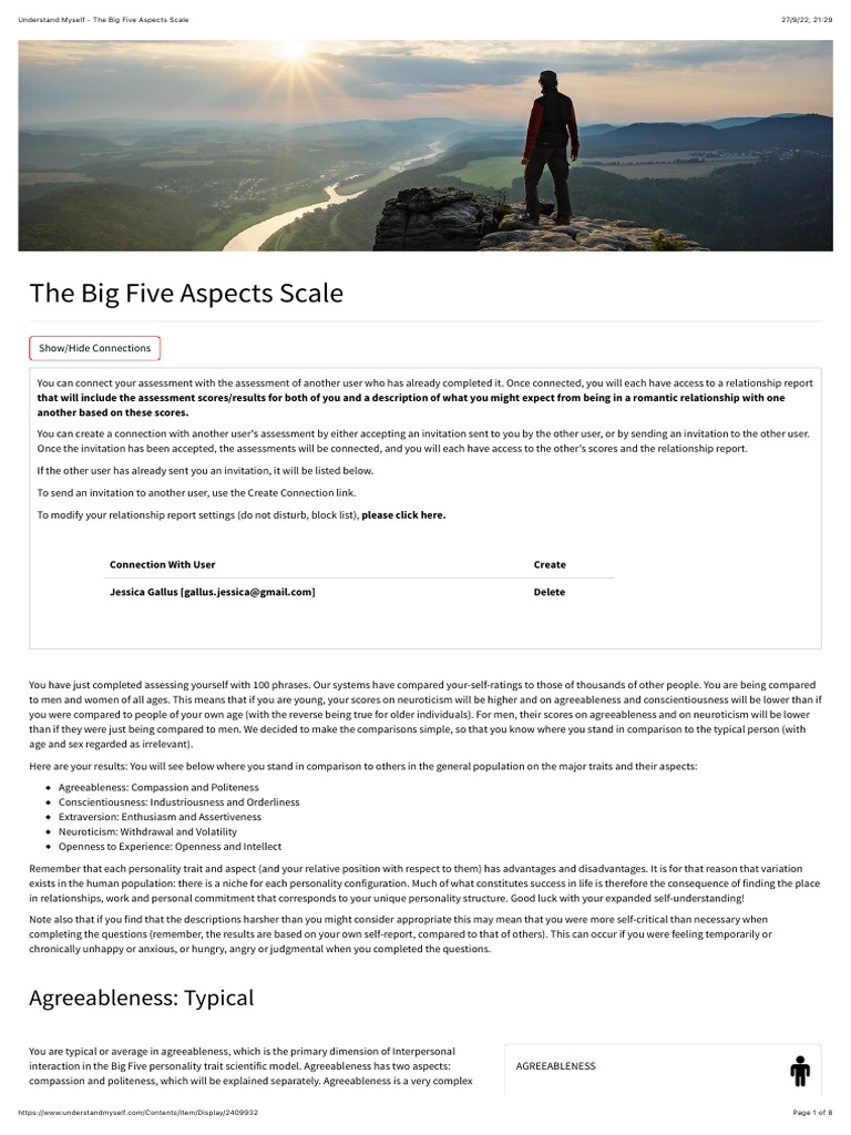 Understand Myself - The Big Five Aspects Scale 2 | PDF | Extraversion And Introversion ...