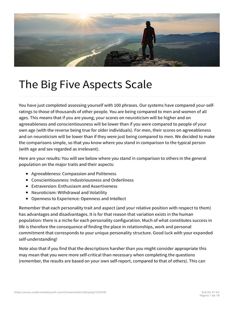 Understand Myself - The Big Five Aspects Scale | PDF | Extraversion And ...