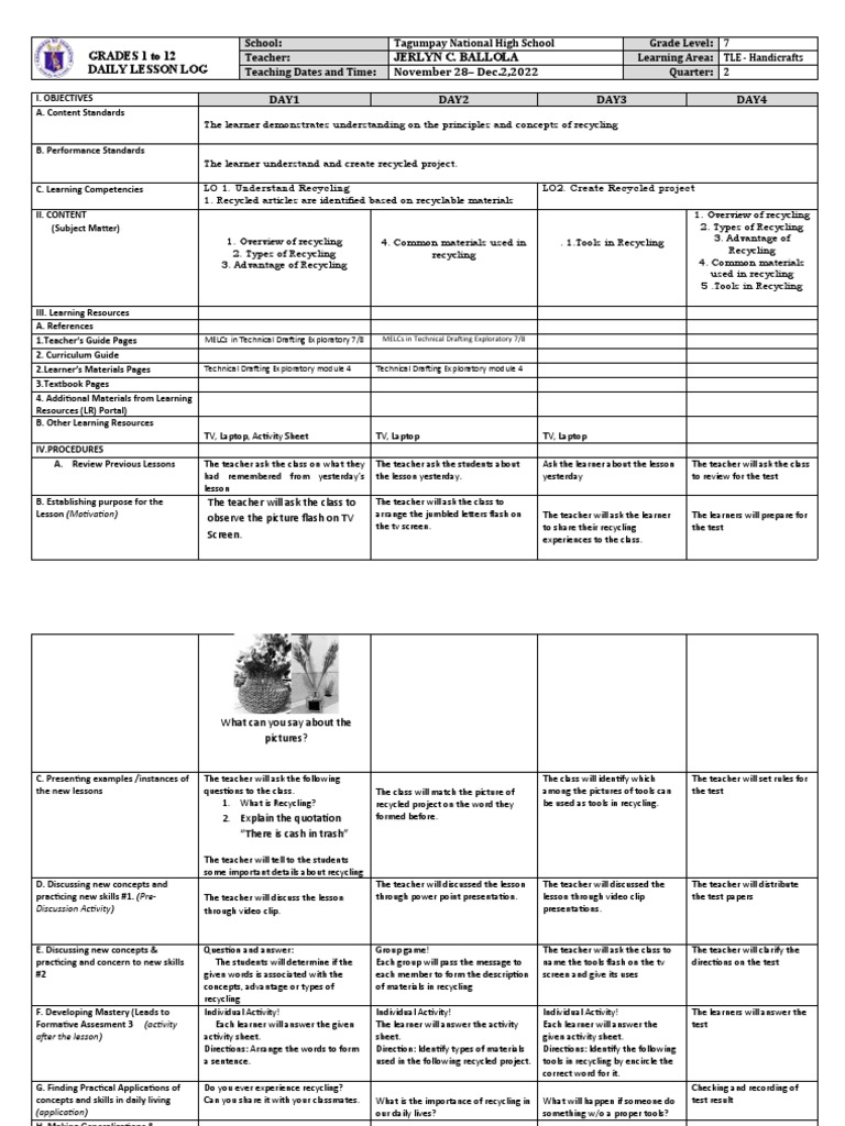 DLL g7 - Week 4 | PDF | Learning | Teachers
