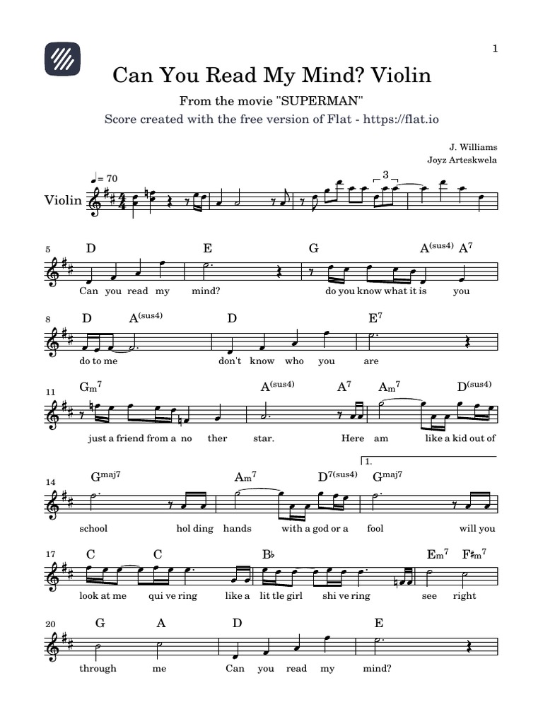 Can You Read My Mind - Violin | PDF