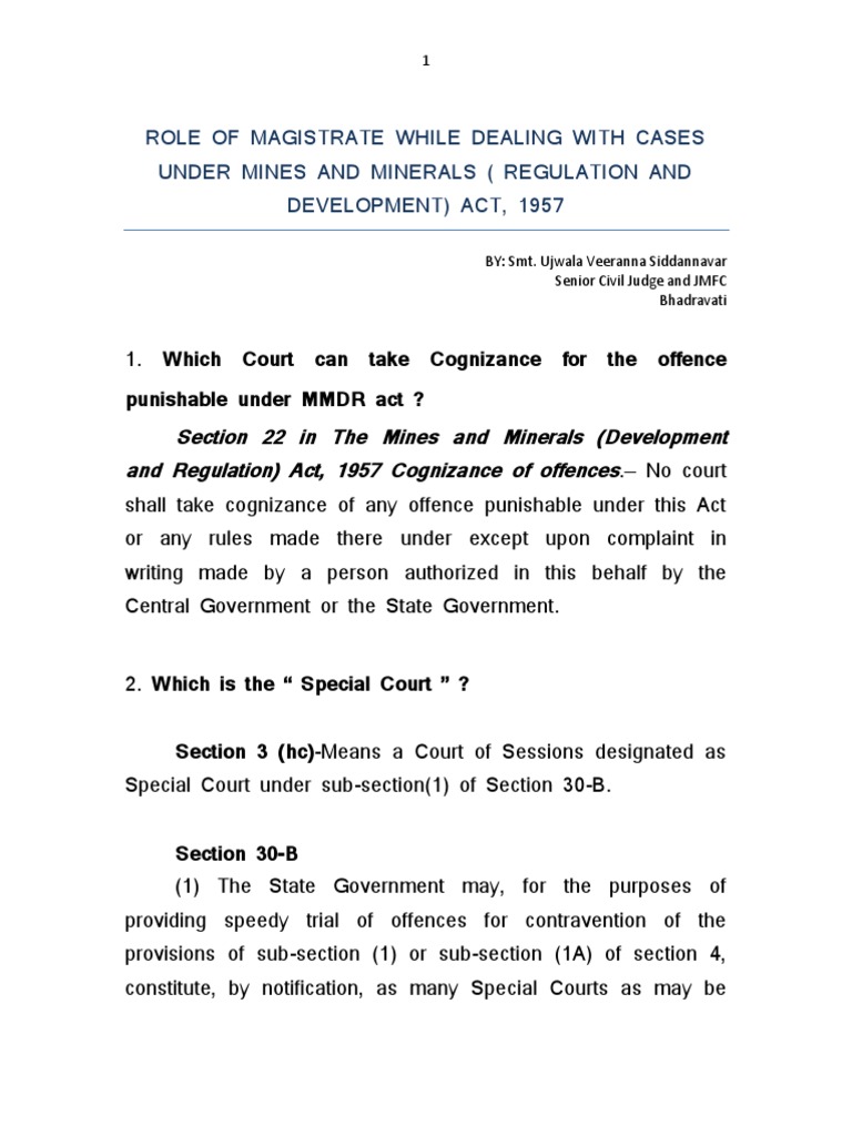 Magistrate's Role in MMDR Act Cases | PDF | Magistrate | Ethical Principles