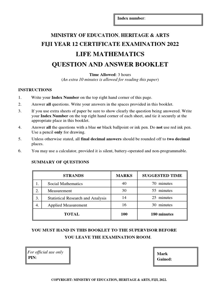 Y12 Life Mathematics 2022 Paper | PDF | Interest | Overtime