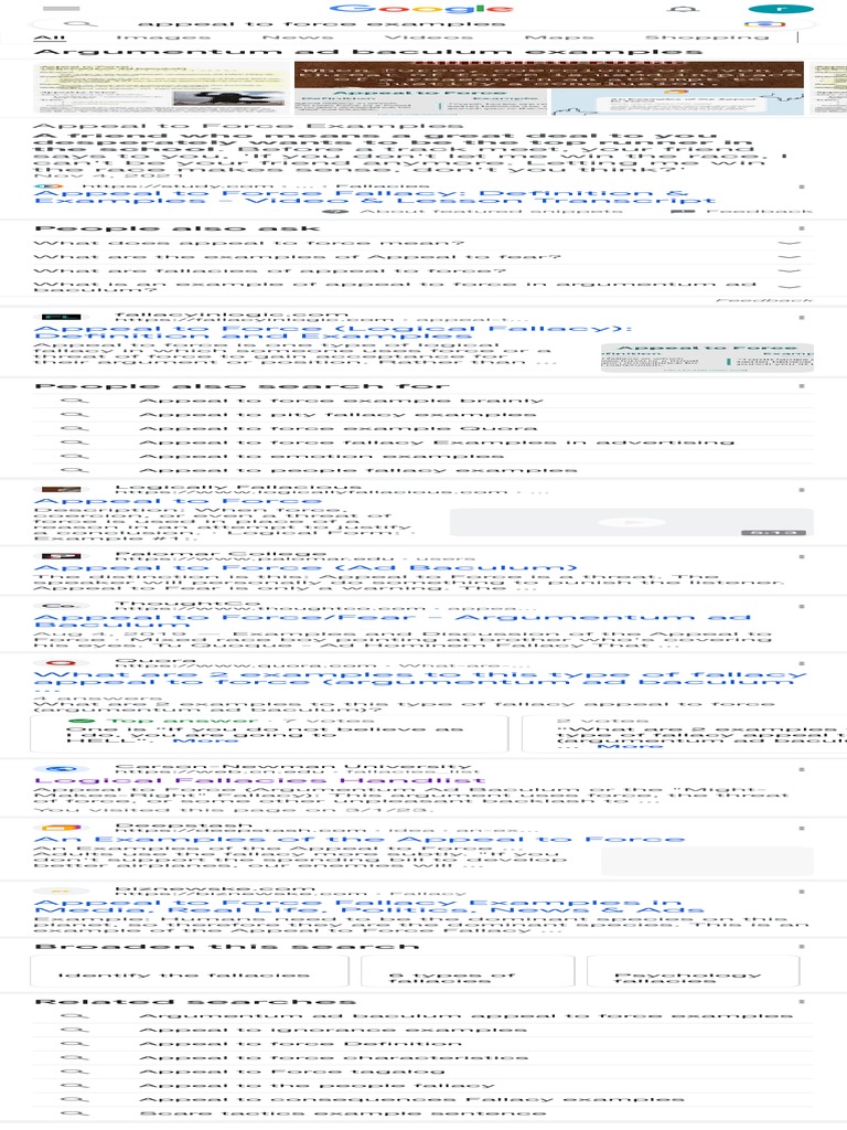 Appeal to Force Fallacy Examples | PDF | Fallacy | Logic