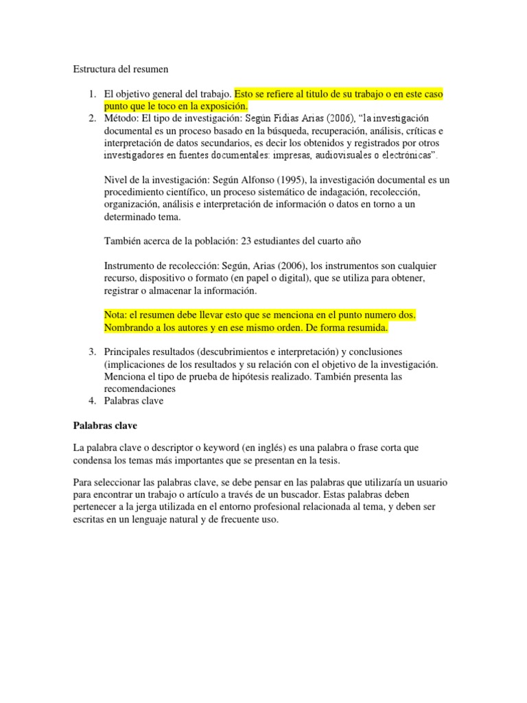 Estructura Del Resumen | PDF | Información | Maestros