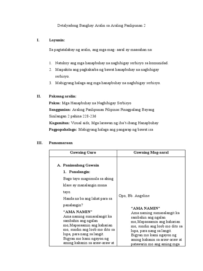 Jingbanghay Aralin Sa Araling Panlipunan 2 | PDF