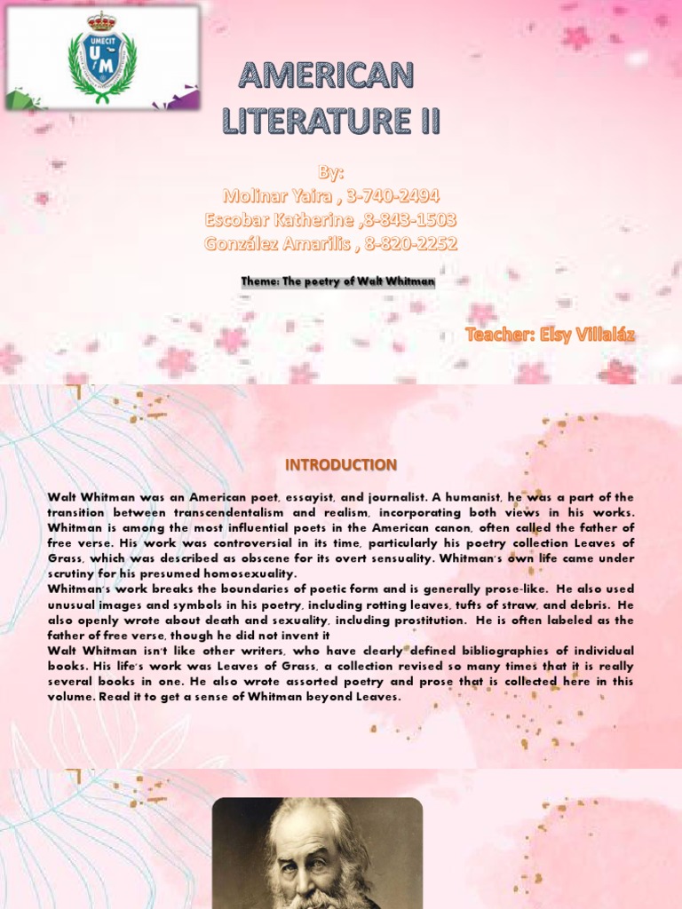 Poetry of Walt Whitman | PDF | Walt Whitman | Poetry