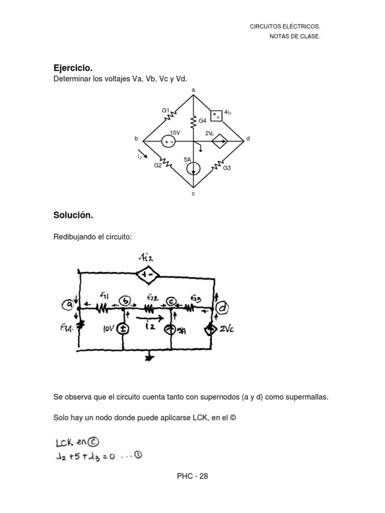Ejercicio.: Determinar Los Voltajes Va, VB, VC y VD | PDF | Linealidad | Red eléctrica