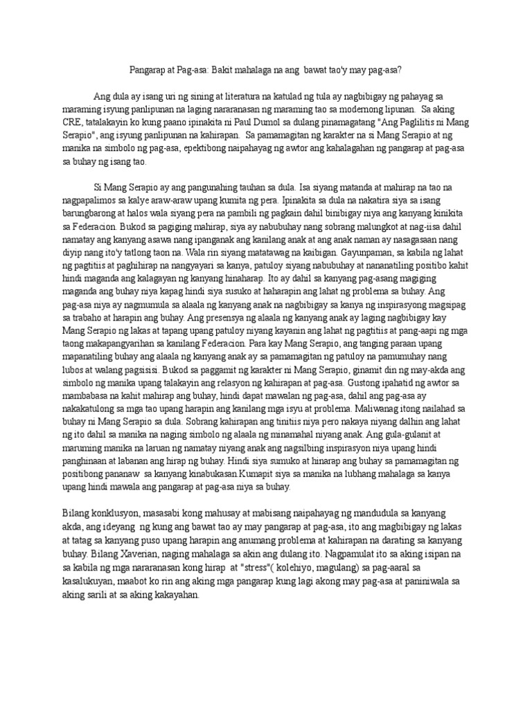 CRE Tungkol Sa Paglilitis Ni Mang Serapio - Pangarap at Pag-Asa - Bakit ...