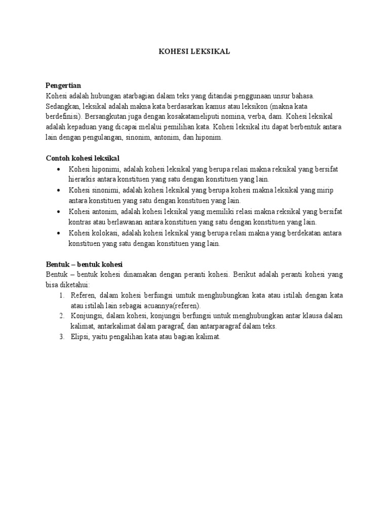 Kohesi Leksikal Dan Gramatikal | PDF