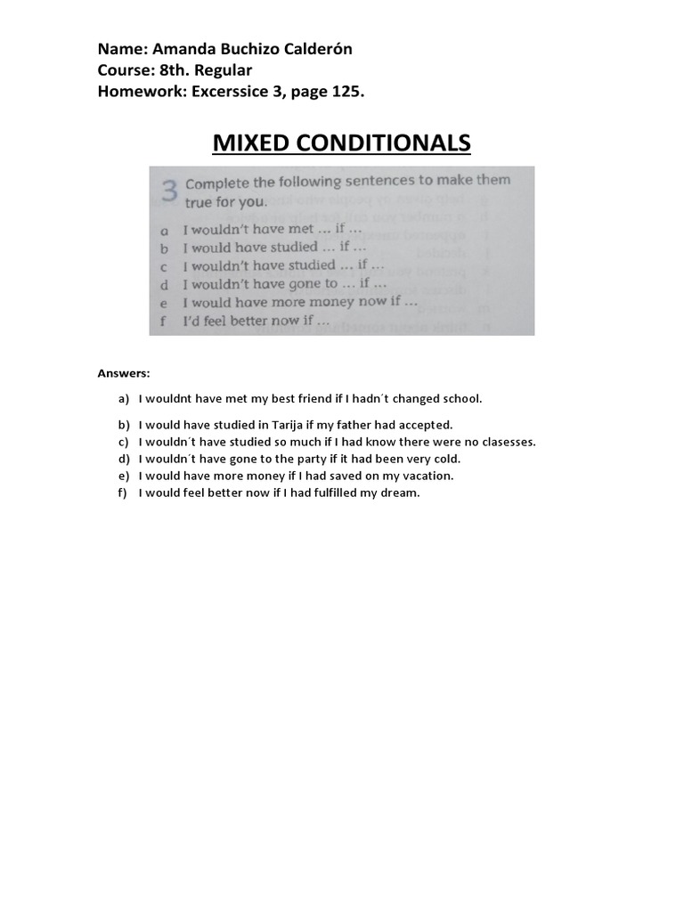 Mixed Conditionals | PDF | Language Arts & Discipline