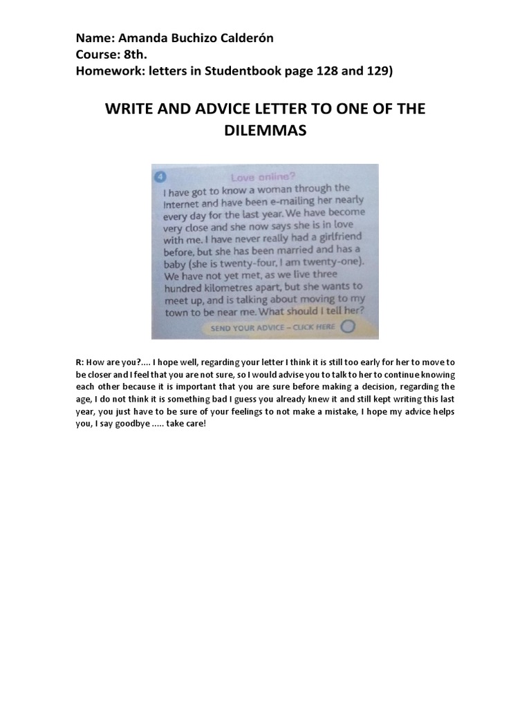 8th Grade Advice Letter | PDF