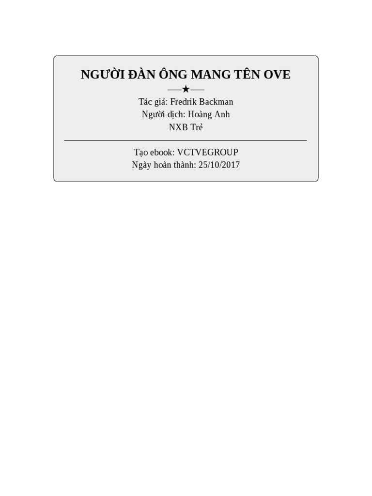 Ngư I Đàn Ông Mang Tên Ove | PDF