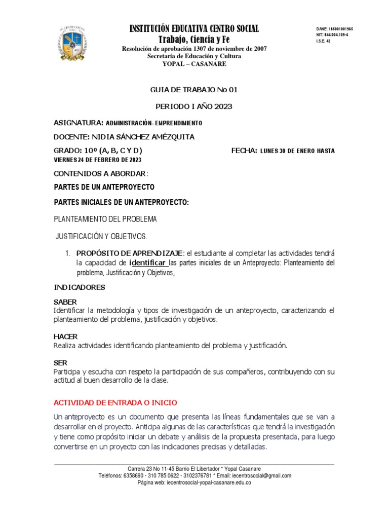 Guia 1 Pi Administracion 10 Nidia Sanchez | PDF | Cognición | Aprendizaje