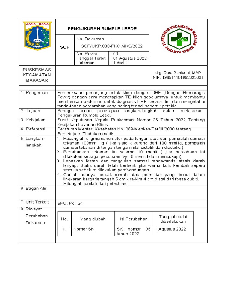 Sop Pengukuran Rumple Leede | PDF | Pengelolaan Keuangan & Uang