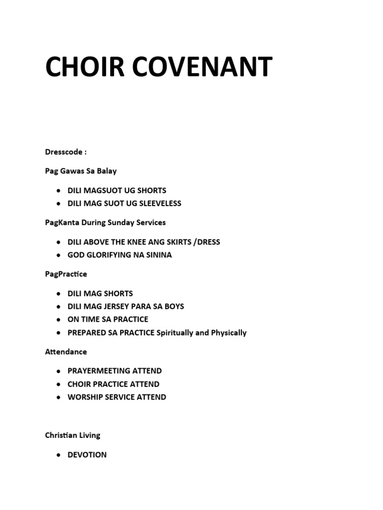 CHOIR COVENANT-WPS Office | PDF | Worship | Christian Worship And Liturgy