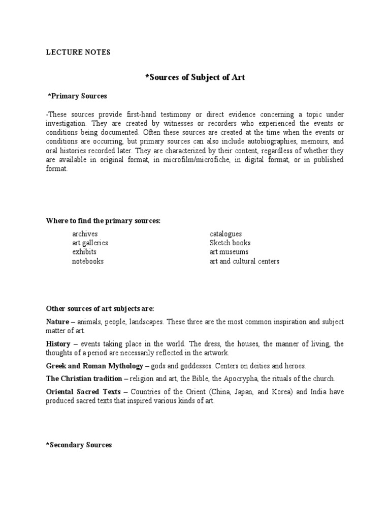 Art Subject Sources Explained | PDF | Social Science | History