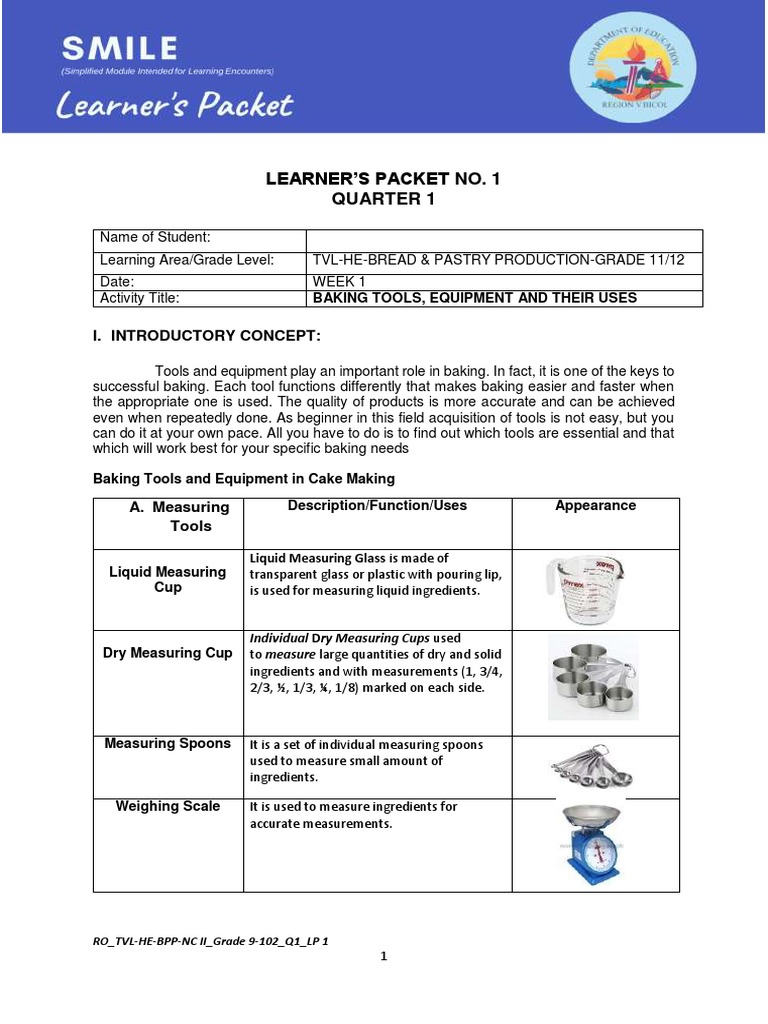 Lp1 Ro TVL He BPP Ncii Grade 11 12 q1 Edited | PDF | Cakes | Baking Lp1 Ro TVL He BPP Ncii Grade 11 12 q1 Edited | PDF | Cakes | Baking