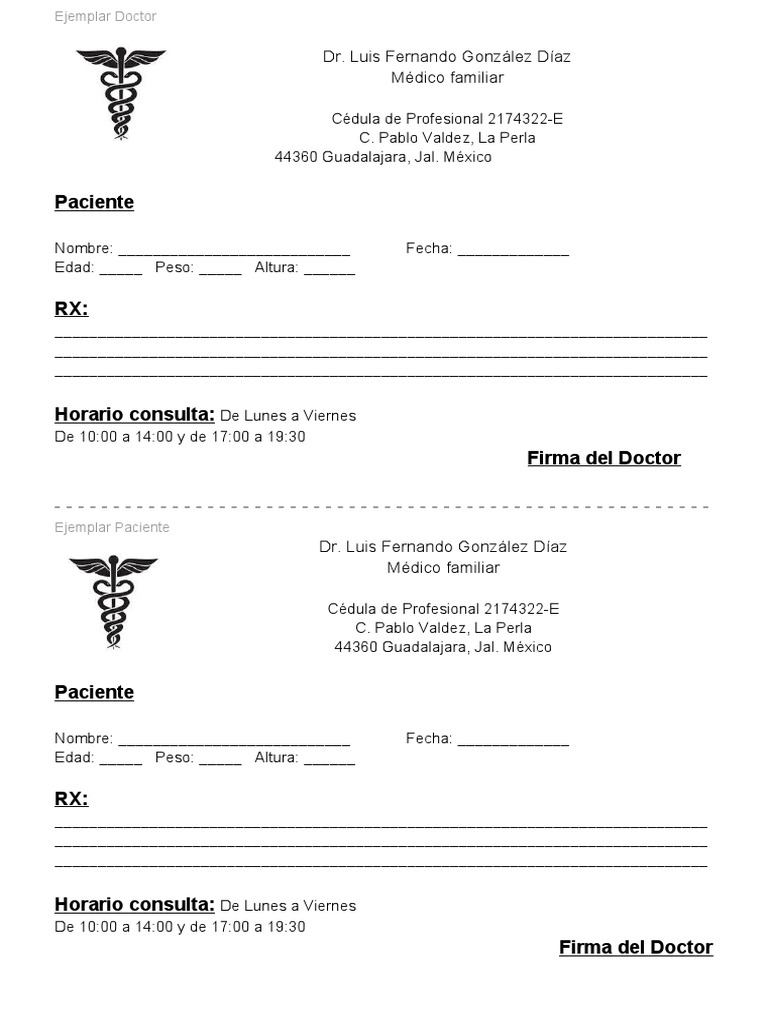 Formato de Receta Medica | PDF | Ciencia y matemáticas