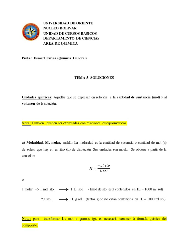 Soluciones 2 | PDF | Concentración | Química