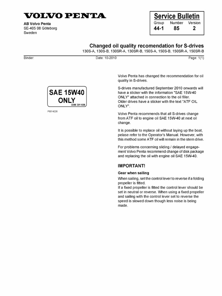 Bulletin Service Volvo | PDF