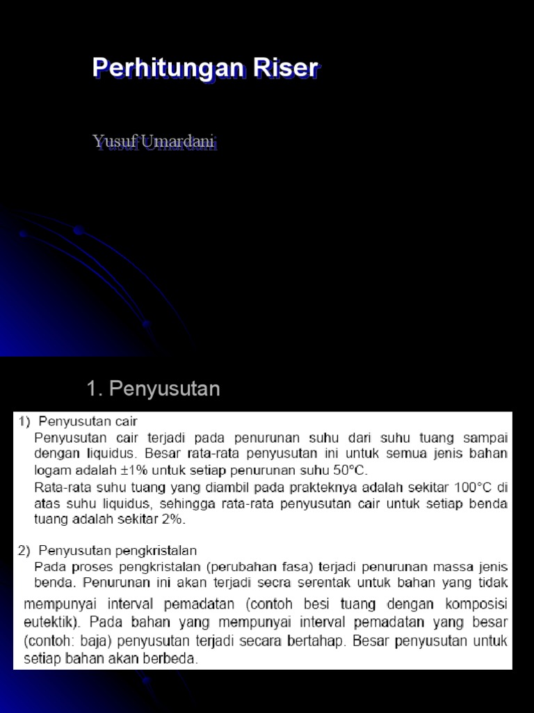 Pengecoran1 - Perhitungan Riser | PDF