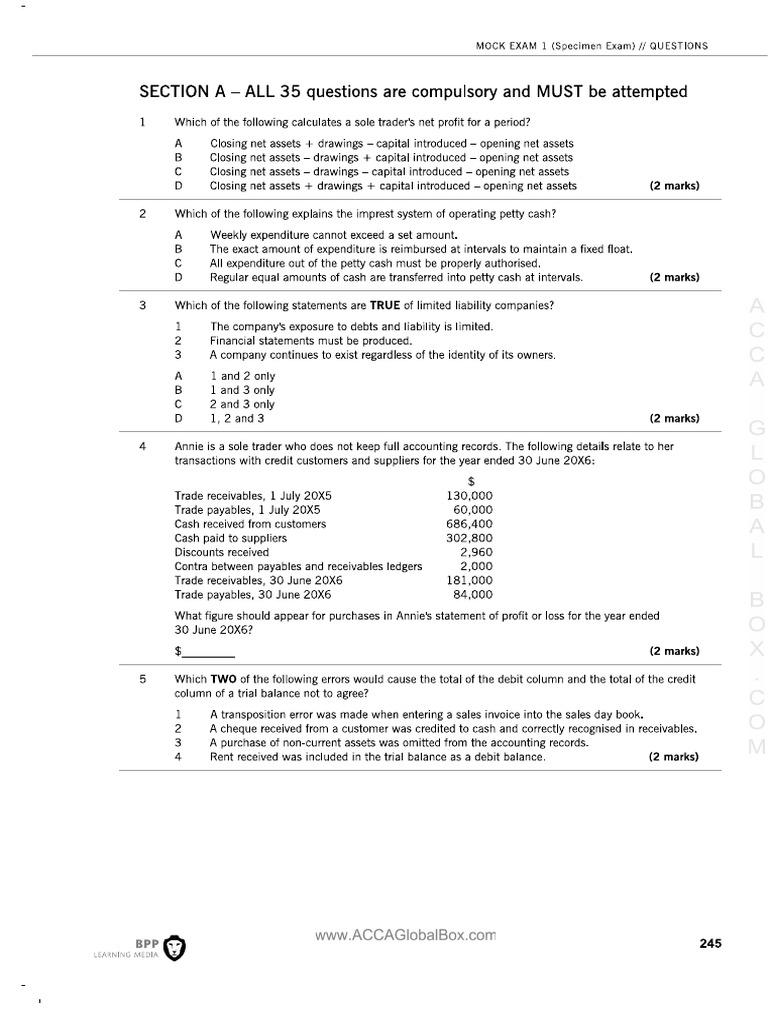 Mock Exam FA 1 | PDF