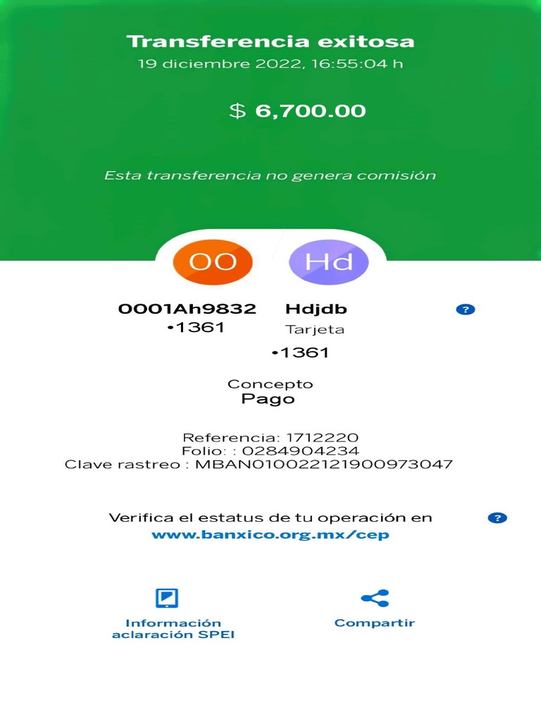 Transferencia Exitosa: 0001ah9832 HDJDB | PDF