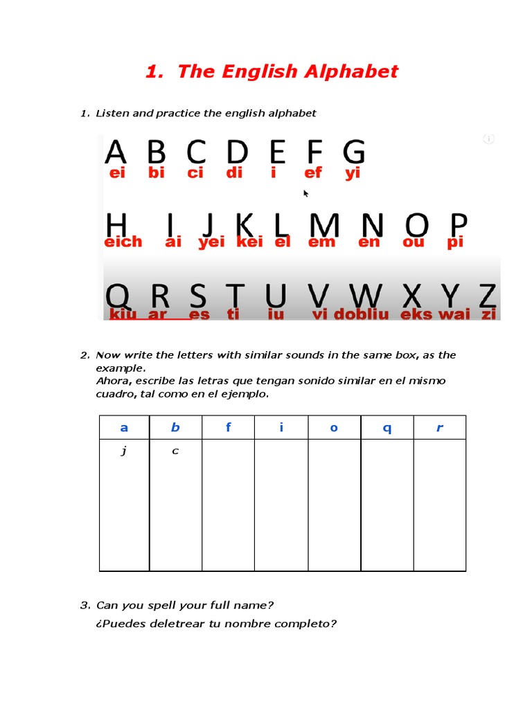 Práctica del Abecedario en Inglés | PDF