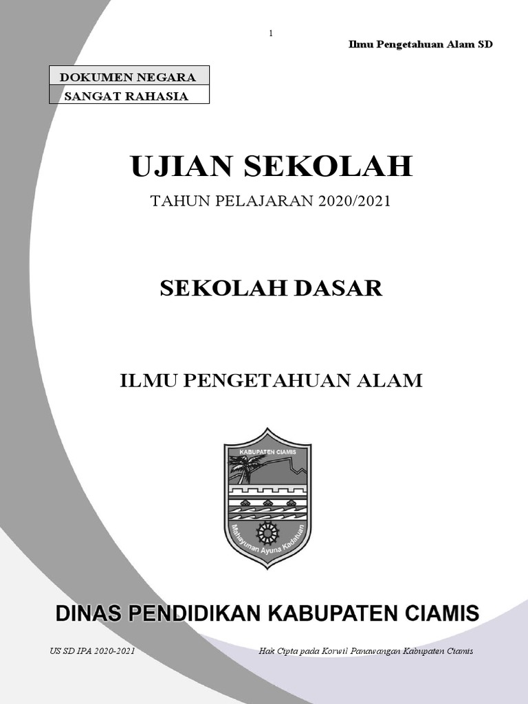 Soal Us Ipa Kelas 6 2021 | PDF | Ilmu Sosial
