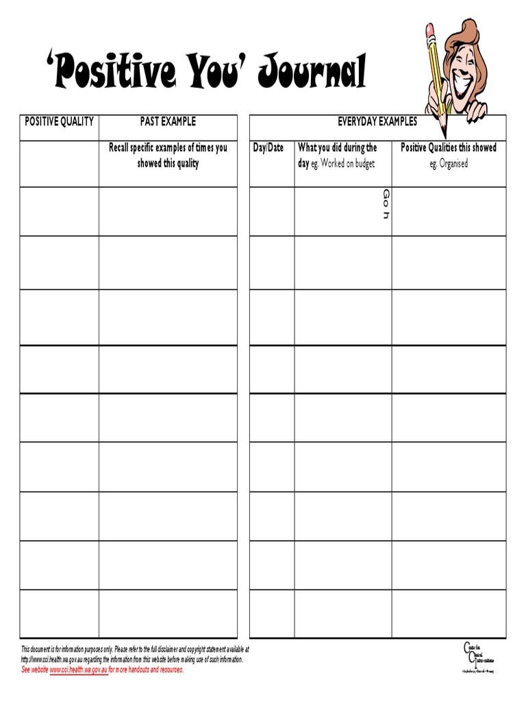 Self-Esteem Worksheet - 04 - Positive You Journal | PDF