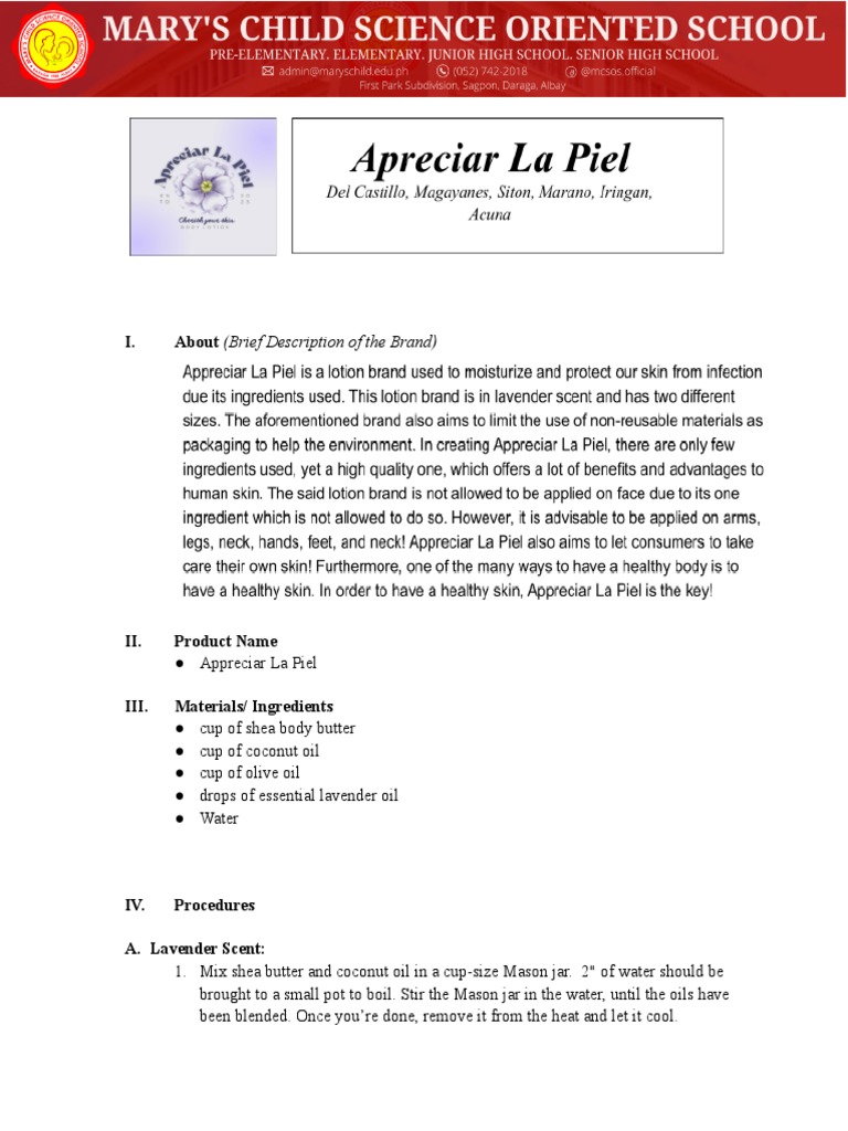Cosmetic Product Guide Template Pdf