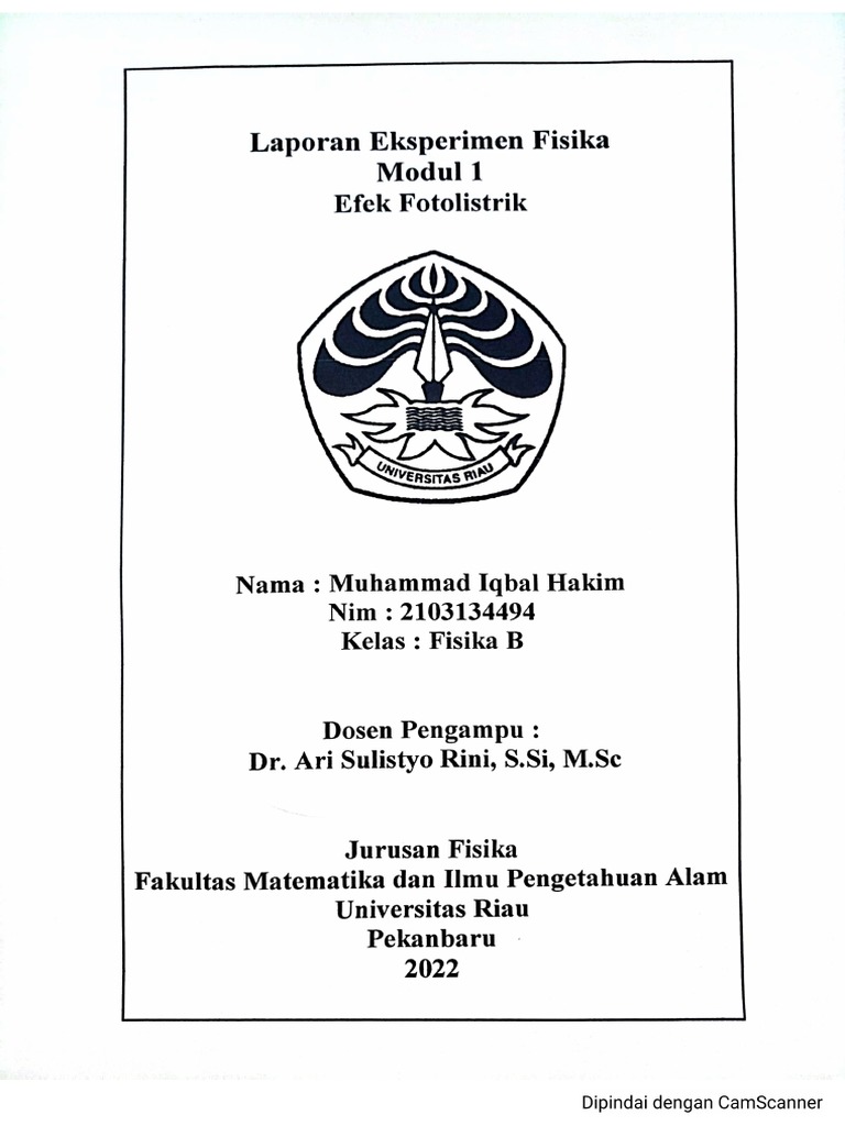 Efek Fotolistrik Fisika Eksperimen 1 | PDF