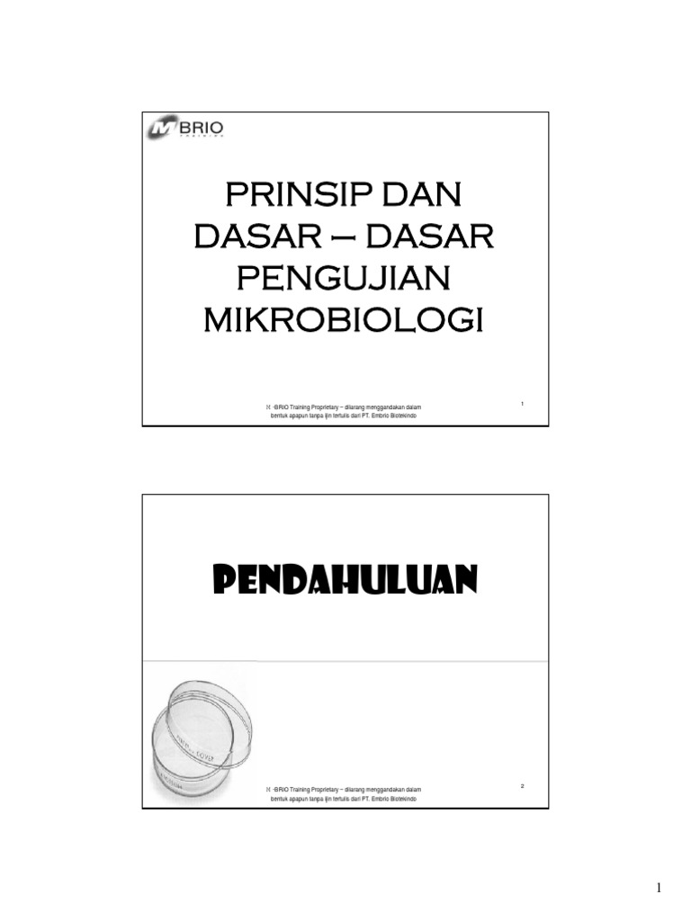 Prinsip Dasar Pengujian Mikrobiologi | PDF