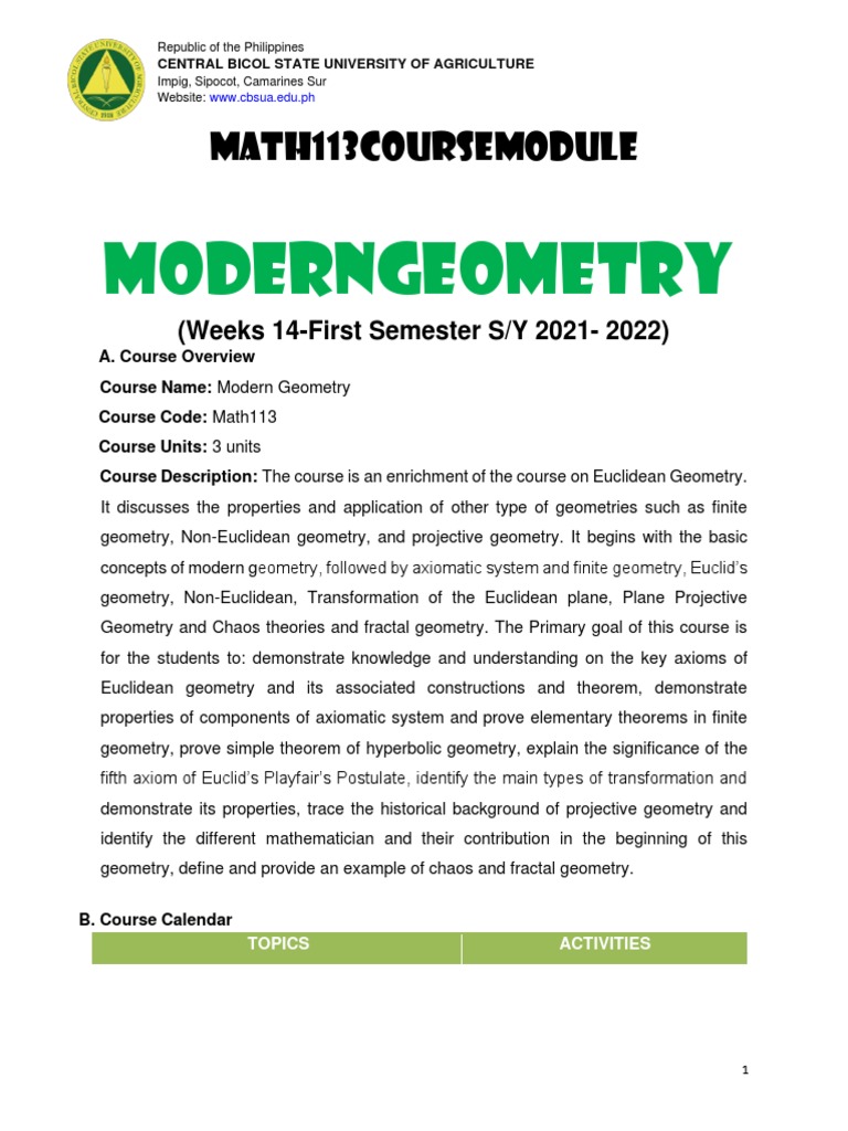Week14 Module - Transfrormation of Euclidean Plane | PDF | Geometry | Axiom