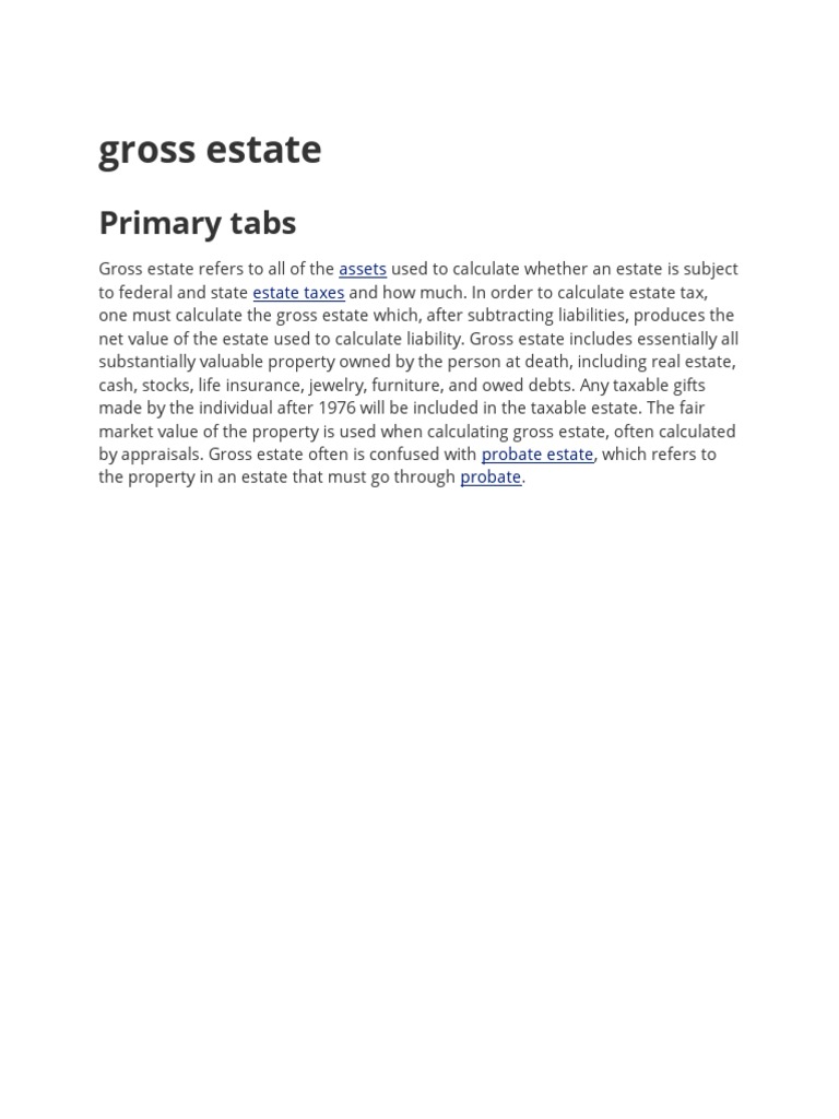 Understanding Gross Estate for Taxation | PDF