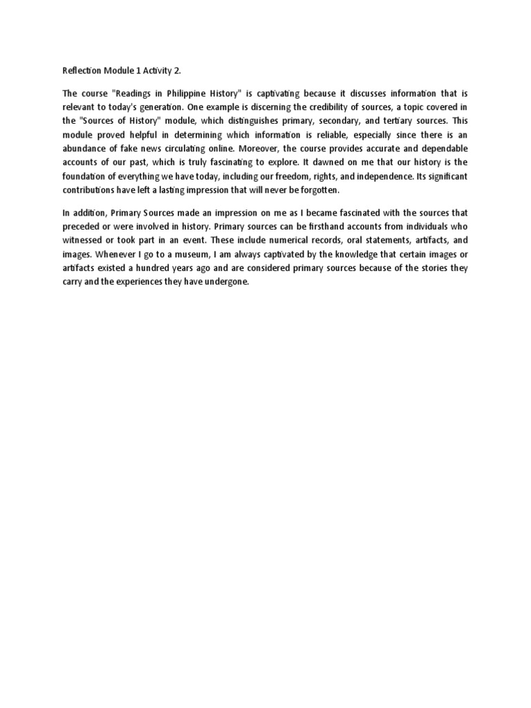 Reflection Module 1 Activity 2 | PDF