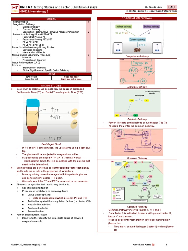 REVALIDA COMPRE HEMA2LAB MIXING STUDIES UnivSantoTomas | PDF ...