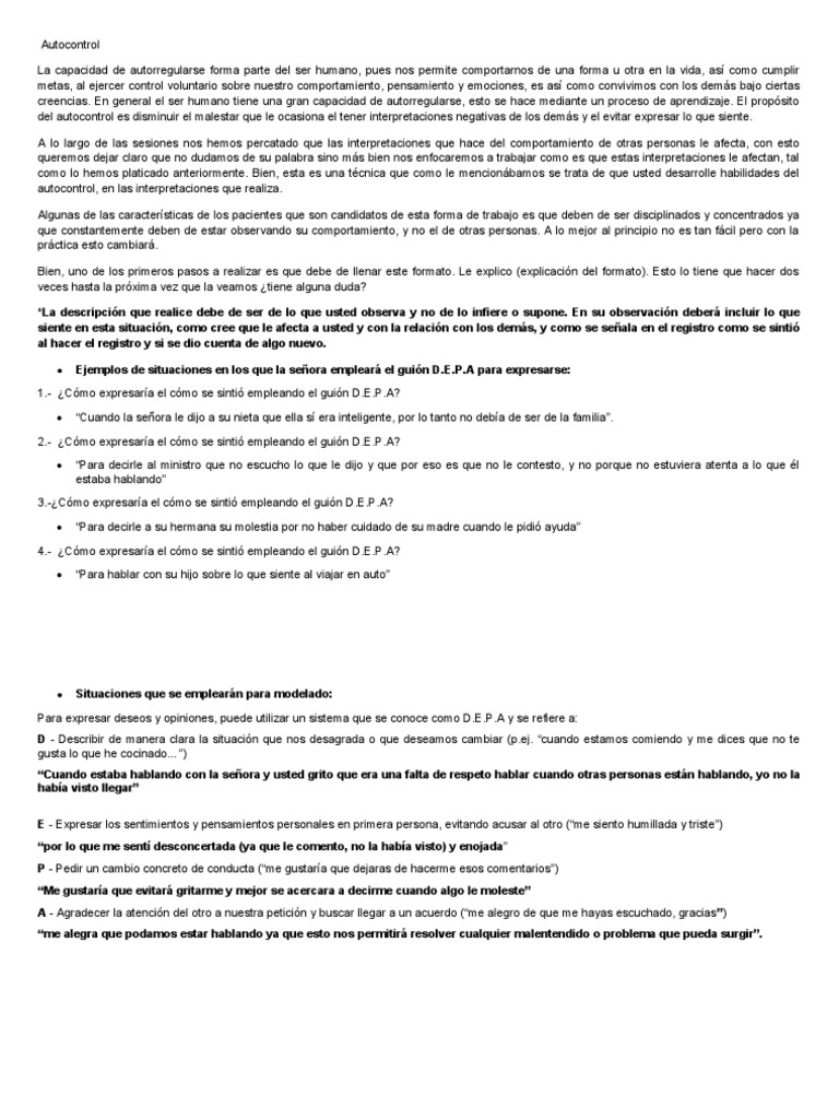 Auto Control | PDF | Comportamiento | Las emociones