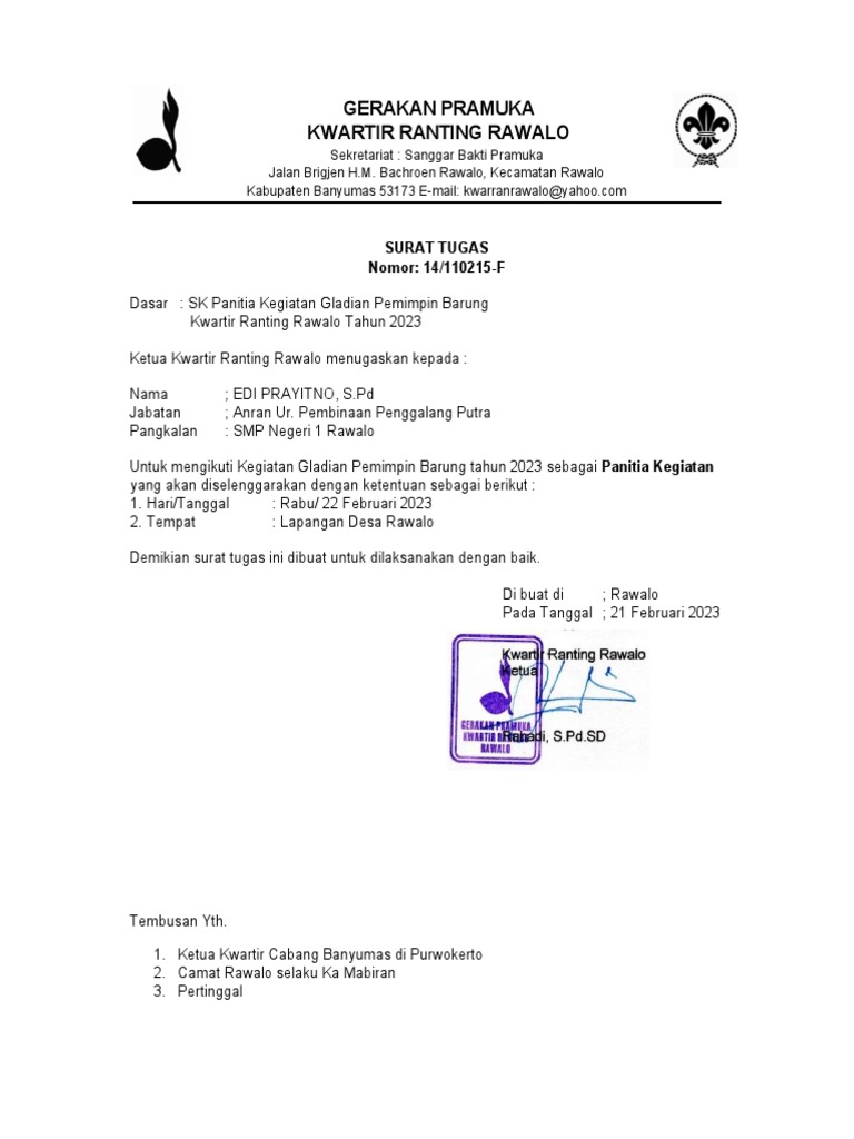 Surat Tugas Panitia | PDF