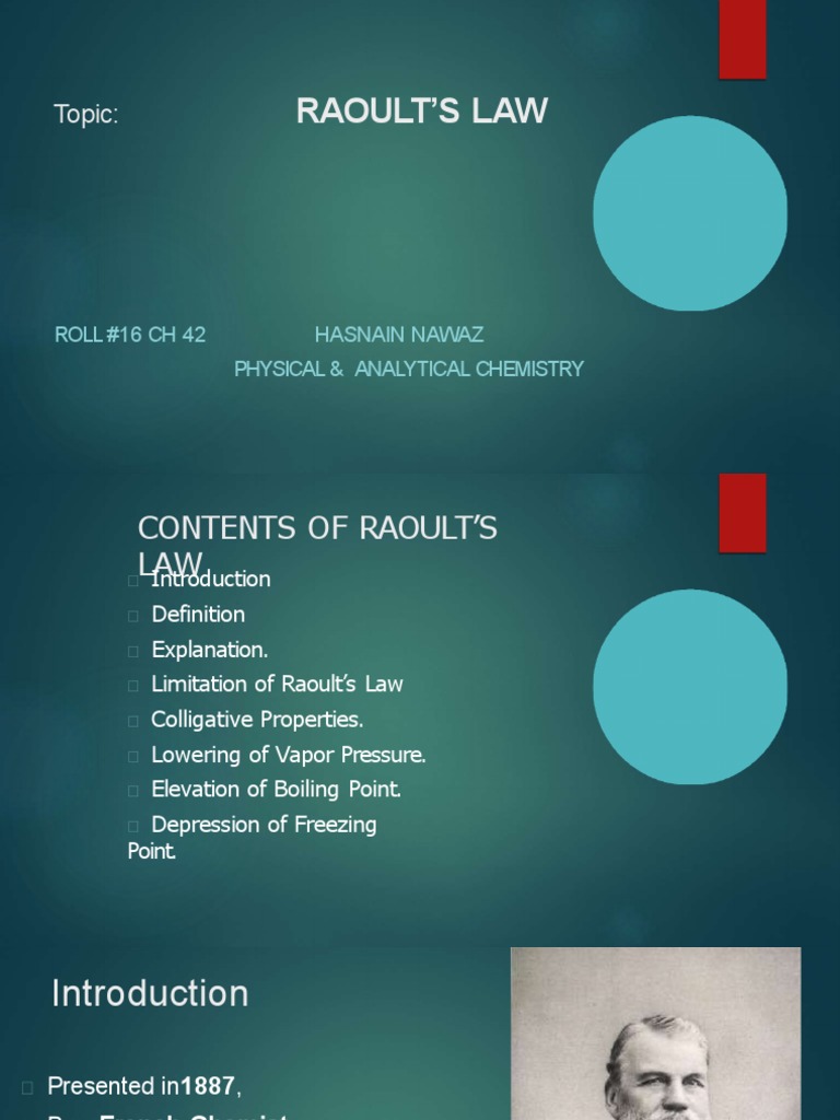 Raoult's Law: Understanding Vapor Pressure of Solutions | PDF ...