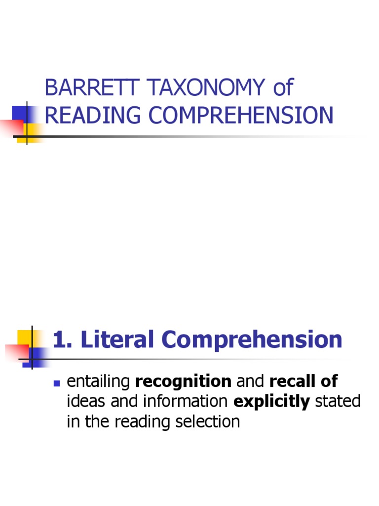 L4 Barrett Taxonomy of Reading Comprehension | PDF