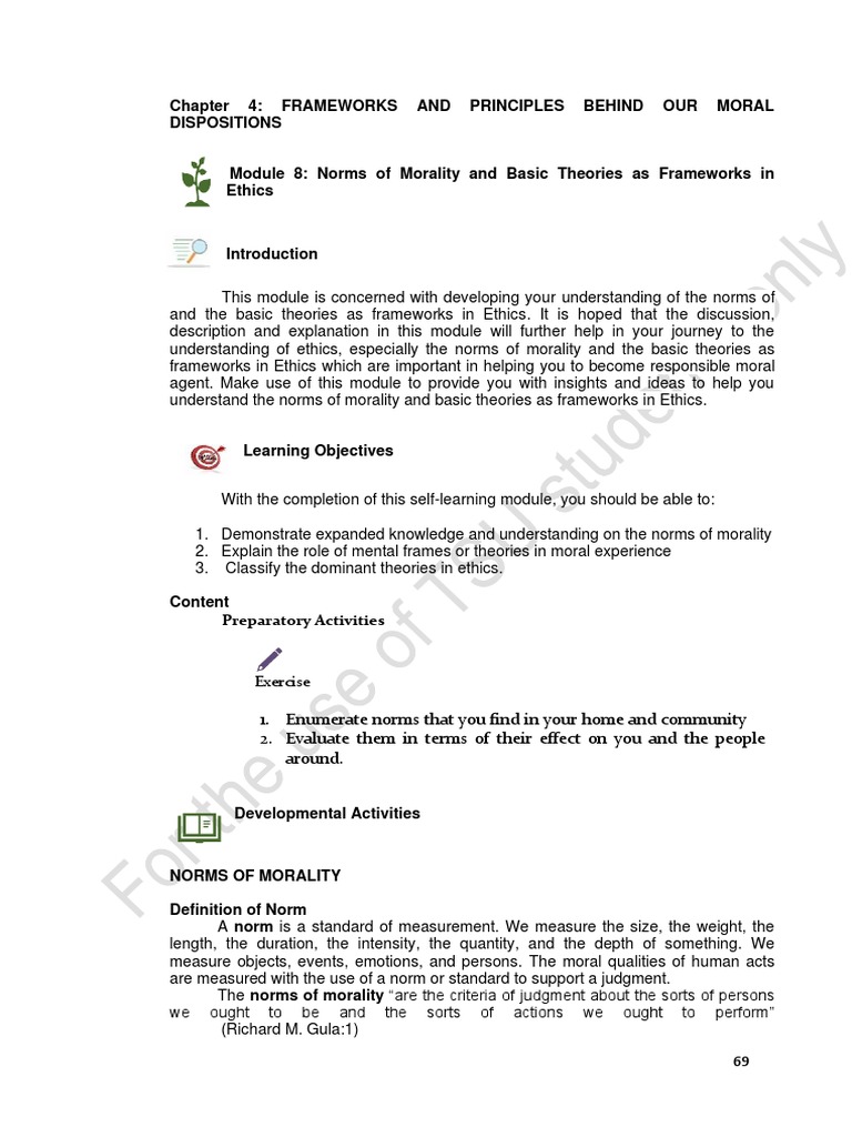 Norms of Morality and Basic Theories as Frameworks in Ethics | PDF ...