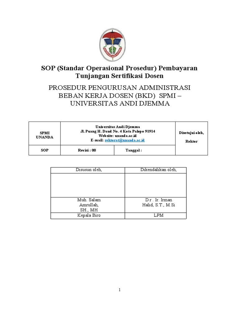 Sop BKD Unanda | PDF | Karier & Perkembangan