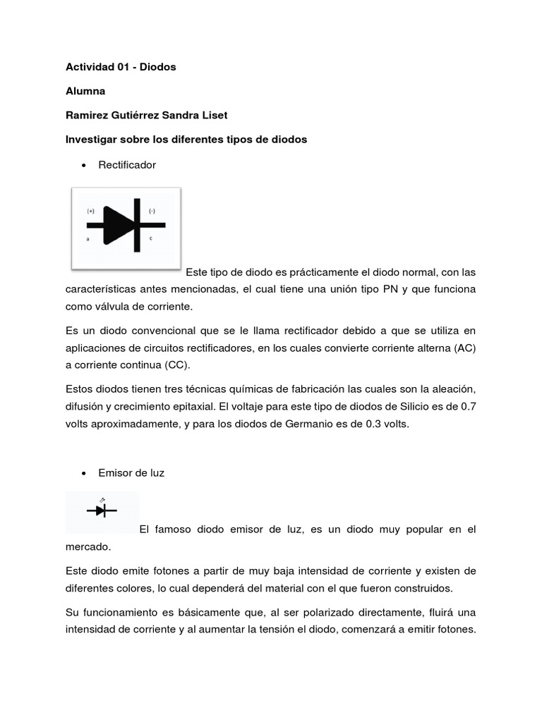 Actividad 01 - Diodos | PDF | Diodo | Rectificador