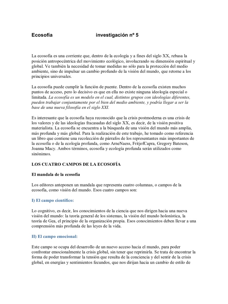 Significado de la Ecosofía | PDF | Science | Epistemología