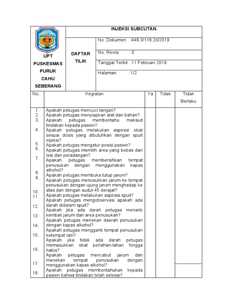Format Daftar Tilik SC | PDF | Sains & Matematika