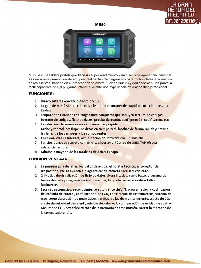 Escáner MS50: Diagnóstico Avanzado para Motocicletas | PDF | Tableta ...