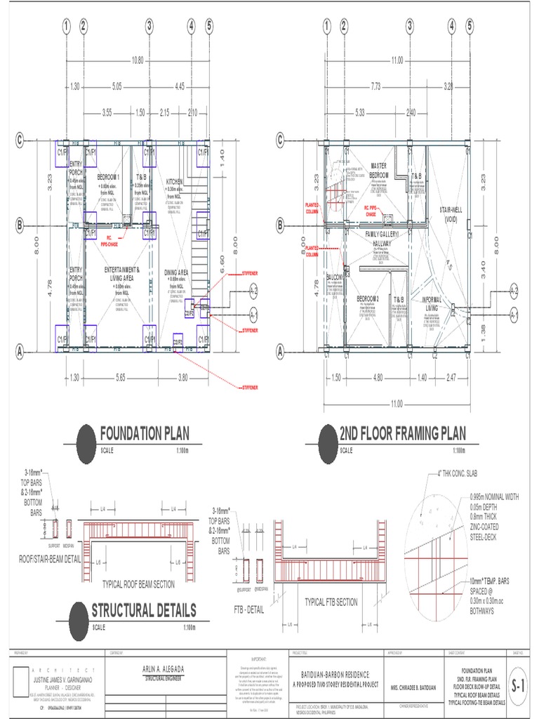 Foundation Plan 2Nd Floor Framing Plan: C1/F1 C1/F1 C1/F1 C1/F1 C1 C1 ...